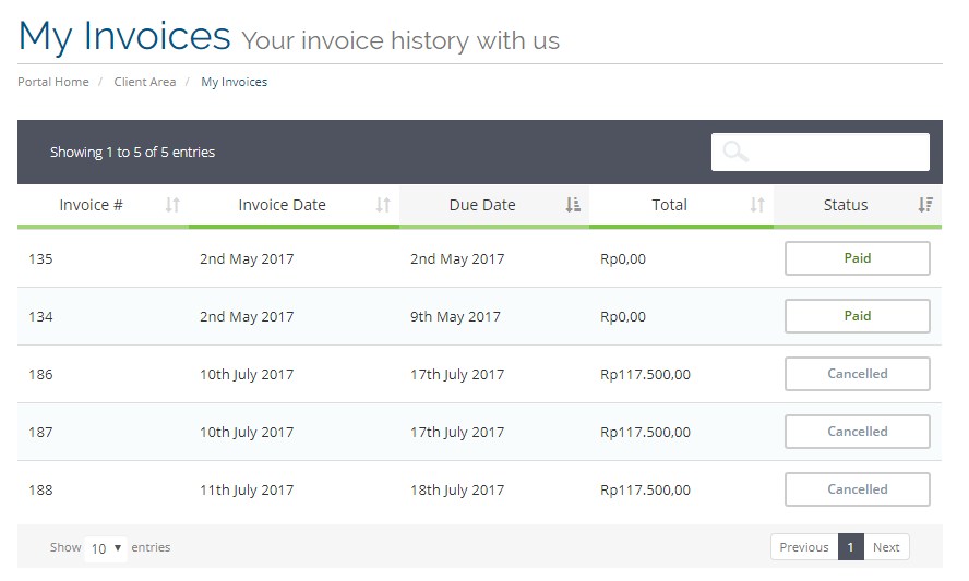 Panduan Cara Melihat Invoice History di cPanel - Tutorial | Dicloud